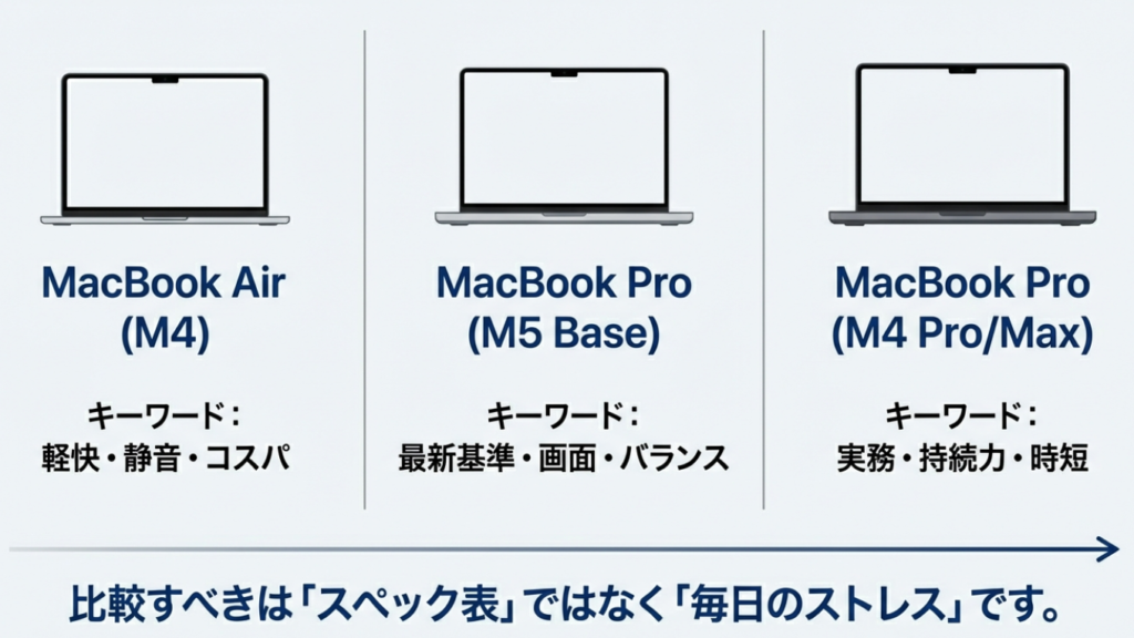 MacBook ProとAirの違いを徹底比較【2026年2月版】 - SnapGadget
